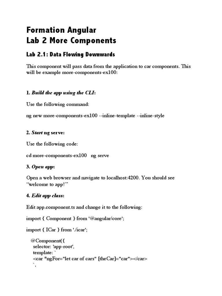 Formation Angular Lab 2 More Components: Lab 2.1: Data Flowing Downwards | PDF | Application ...
