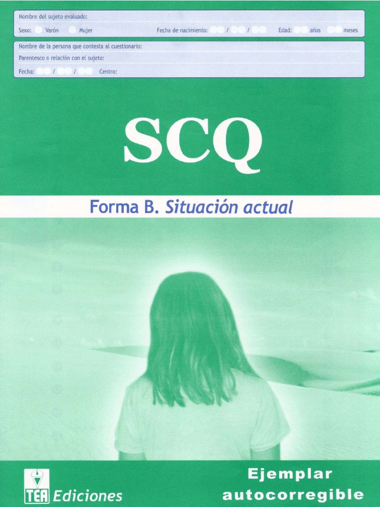 Cuadernillo Forma B Cuestionario (SCQ) (Tea Ed.) (Form. Alt.) PDF