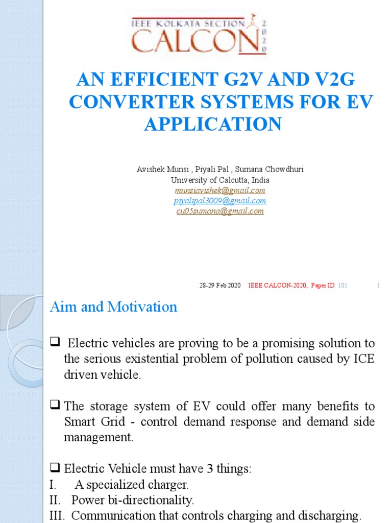 An Efficient G2V and V2G Converter Systems For Ev Application | PDF ...