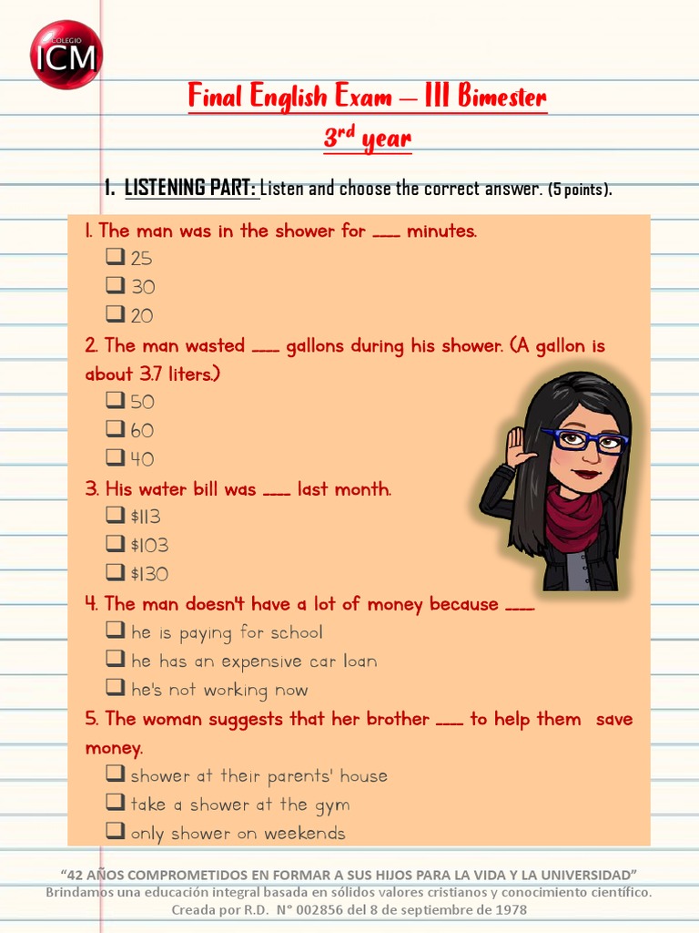 3rd Year - III Bimester Final Exam | PDF