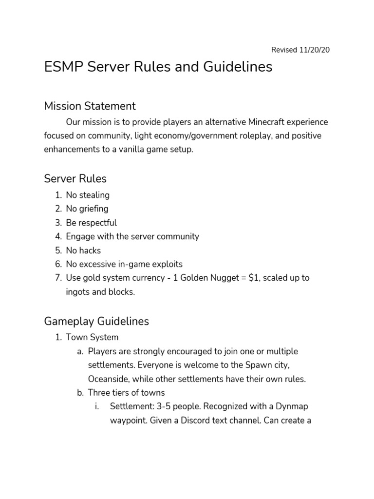 Server Rules and Guidelines | PDF | Leisure | Sports