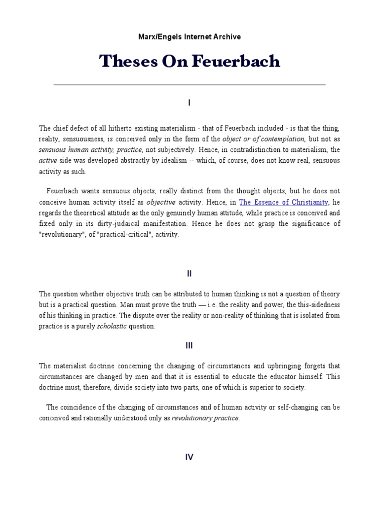 Marx's Critique of Feuerbach | PDF | Karl Marx | Materialism