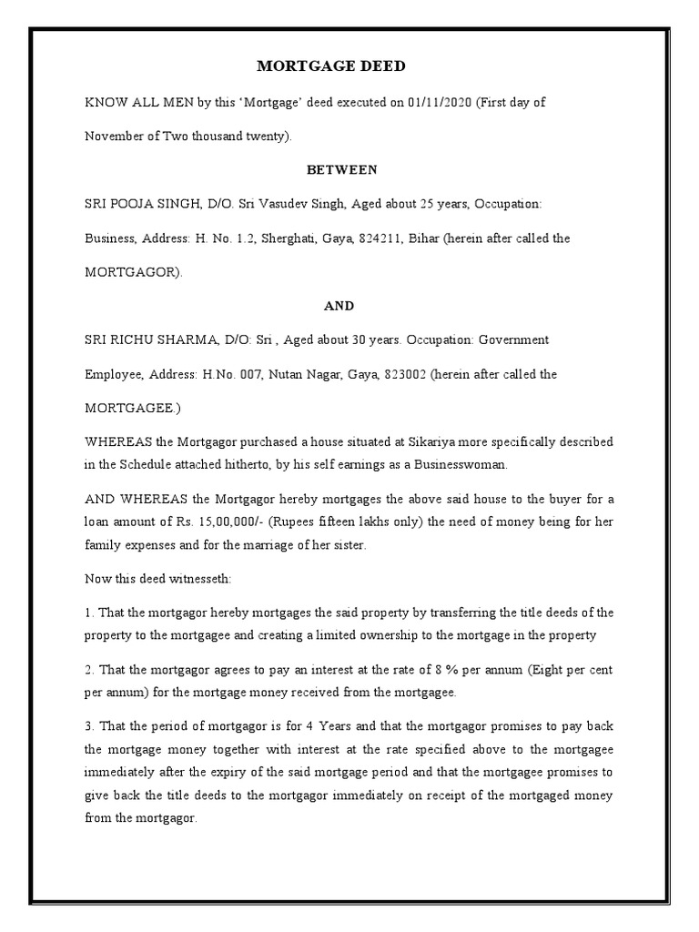 Mortgage Deed | PDF | Mortgage Law | Mortgage Loan