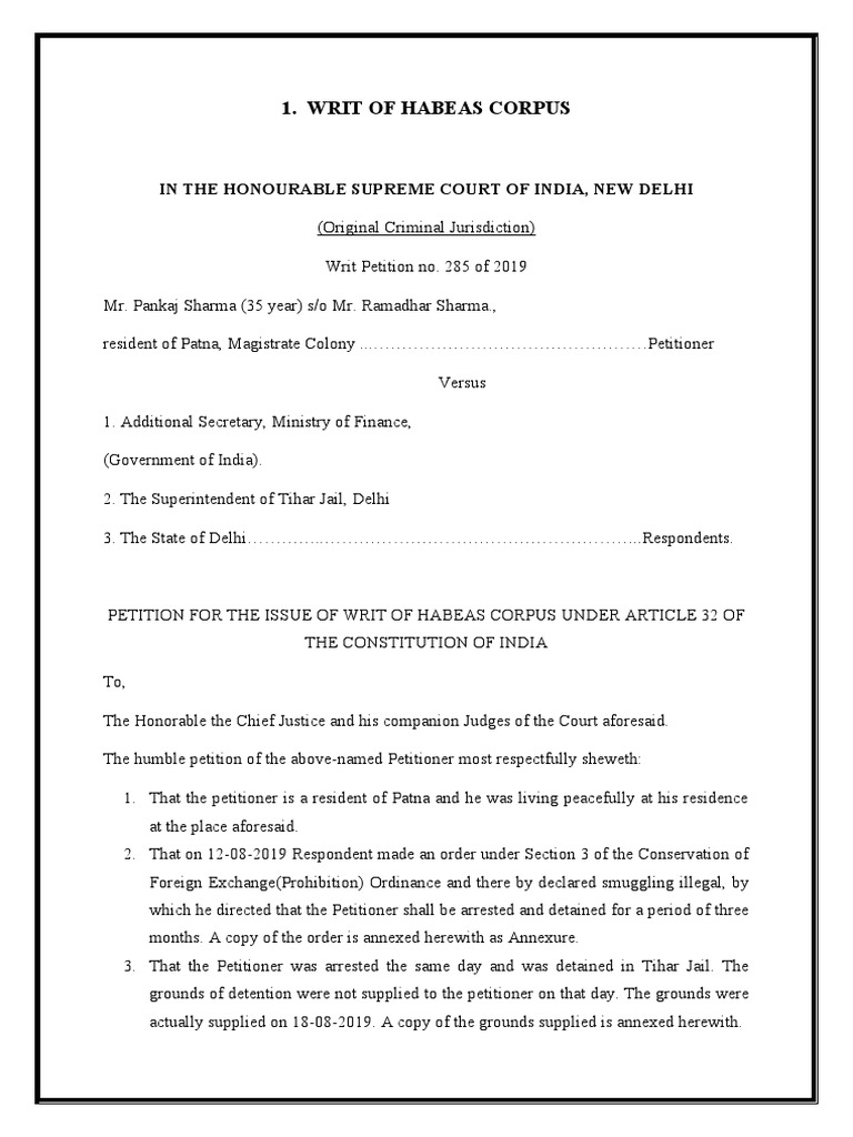 Writ of Habeas Corpus | PDF | Habeas Corpus | Writ