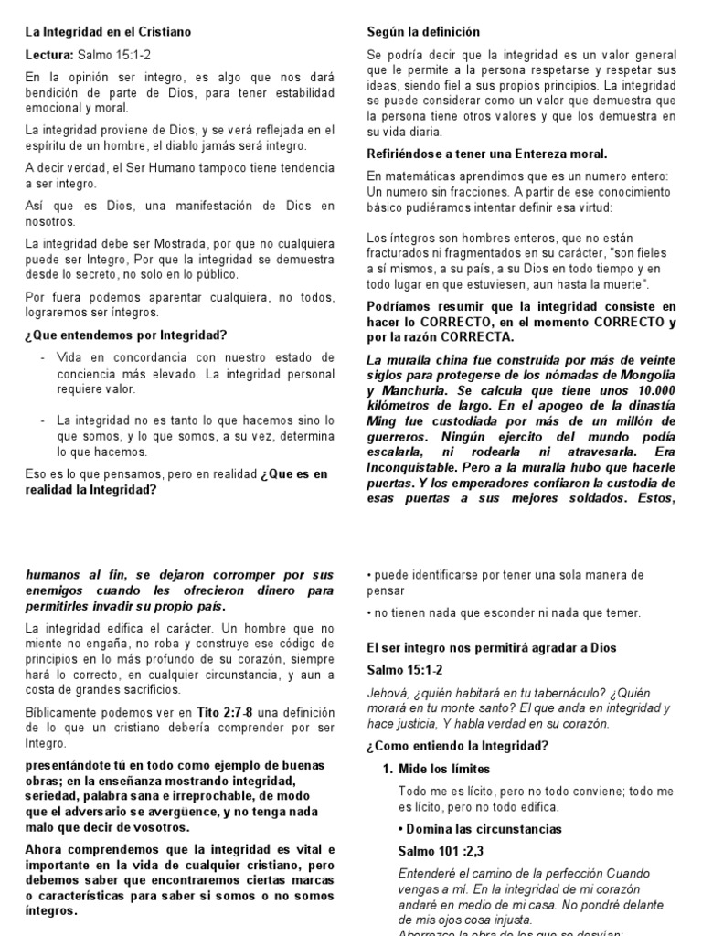 Integridad Cristiana: Guía Bíblica | PDF | Moralidad | Dios