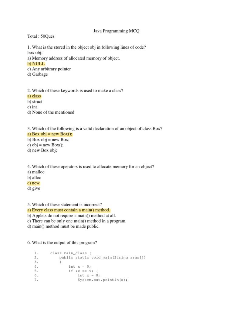 Practice Set 1 With Ans | PDF | Method (Computer Programming) | Class ... Practice Set 1 With Ans | PDF | Method (Computer Programming) | Class ...