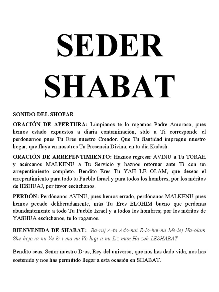 Oraciones y Bendiciones para Shabat | PDF | Shabat | Bendición