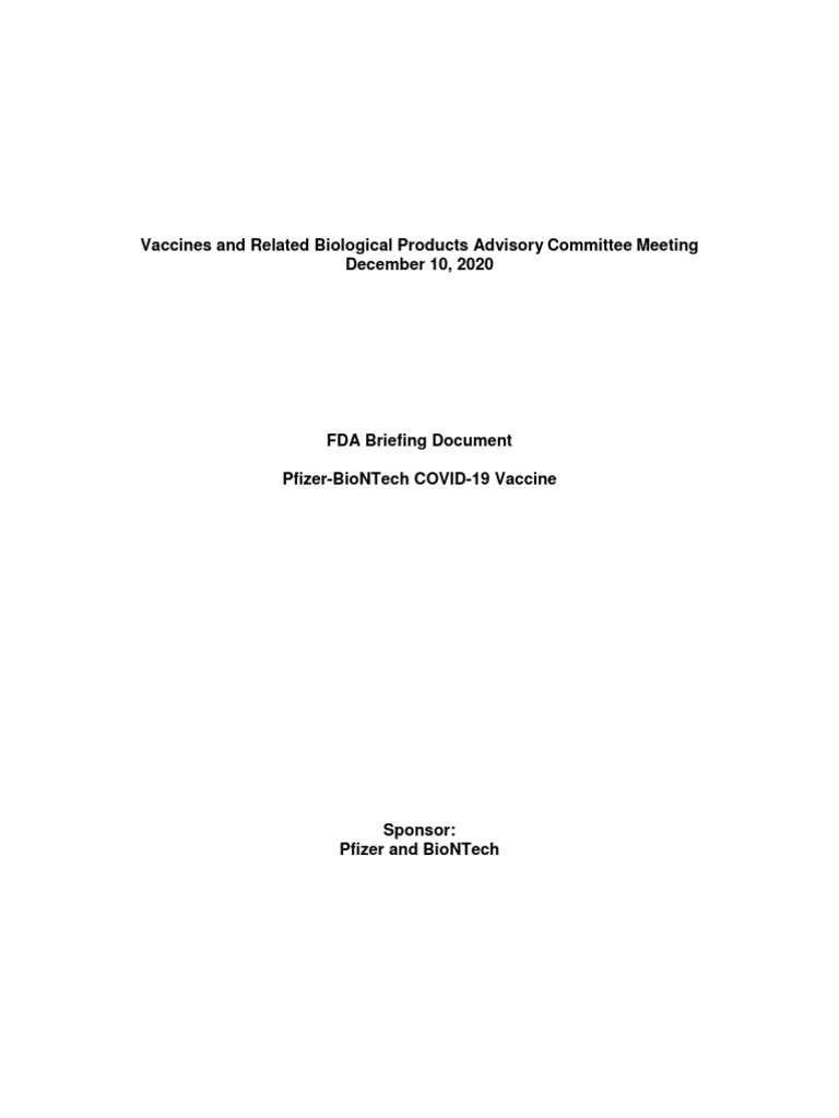 FDA Briefing Document for VRBPAC Meeting on Pfizer-BioNTech COVID-19 ...