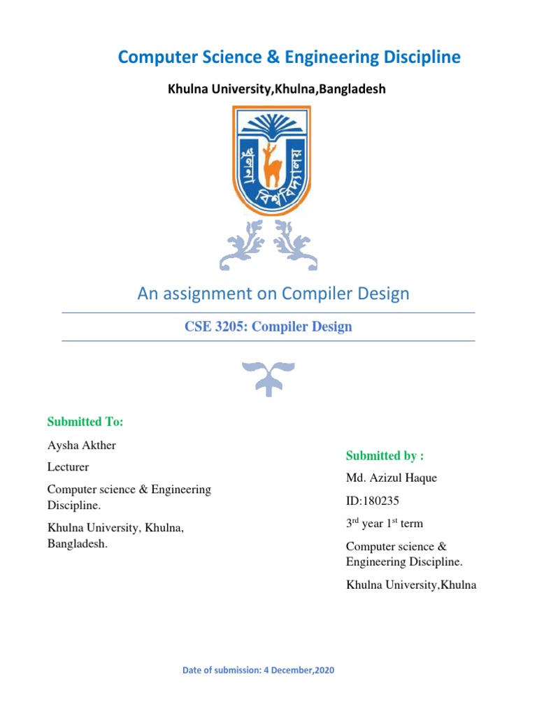 Computer Science & Engineering Discipline: An Assignment On Compiler Design | PDF | String ...