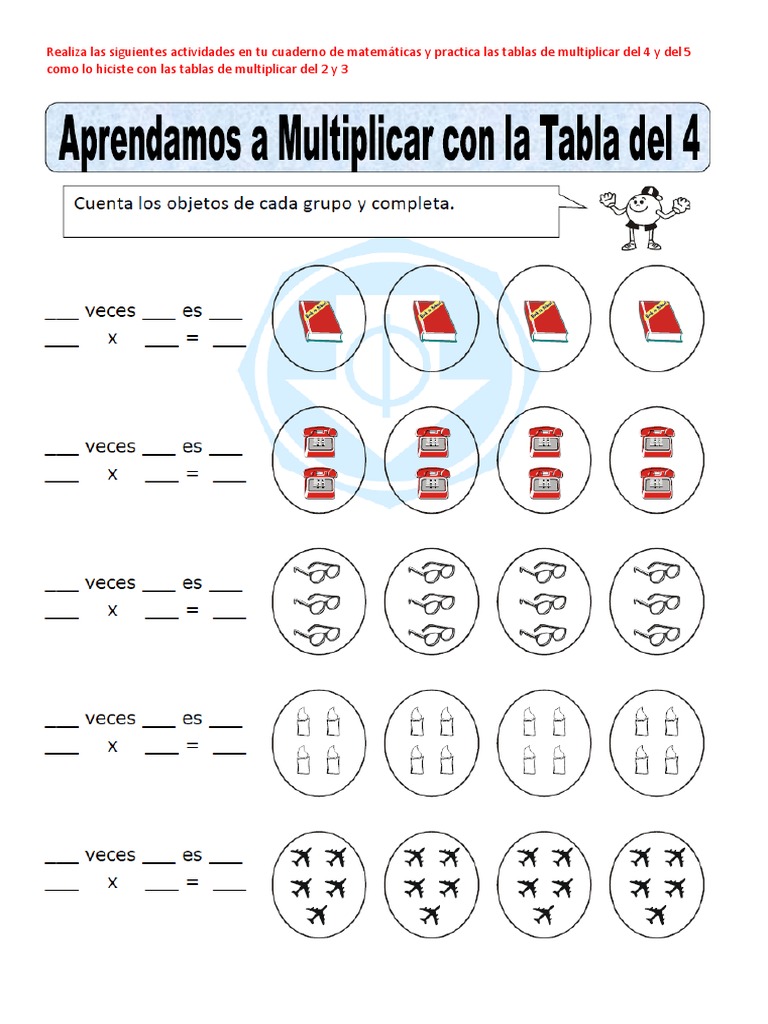 Hojas De Trabajo De Multiplicación Gratuitas Del 4 Al 5