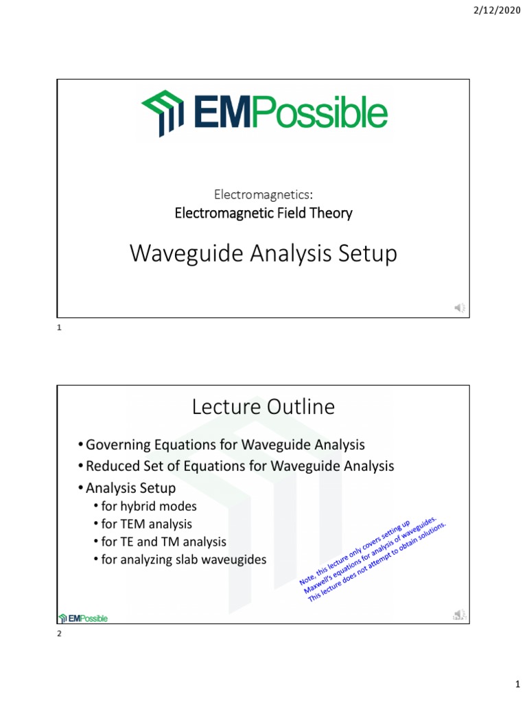 Waveguide Analysis Setup: Lecture Outline | PDF | Waveguide | Force