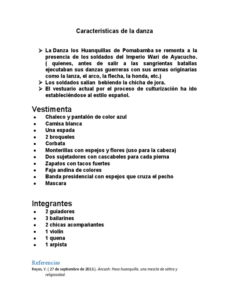 Características de La Danza | PDF