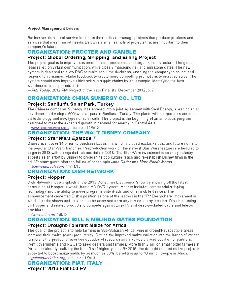 Project Management Drivers | PDF | Leadership In Energy And ...