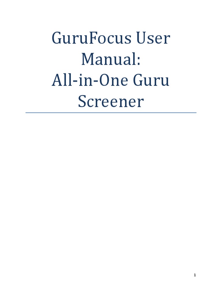Gurufocus User Manual: All-In-One Guru Screener | PDF | Value Investing ...