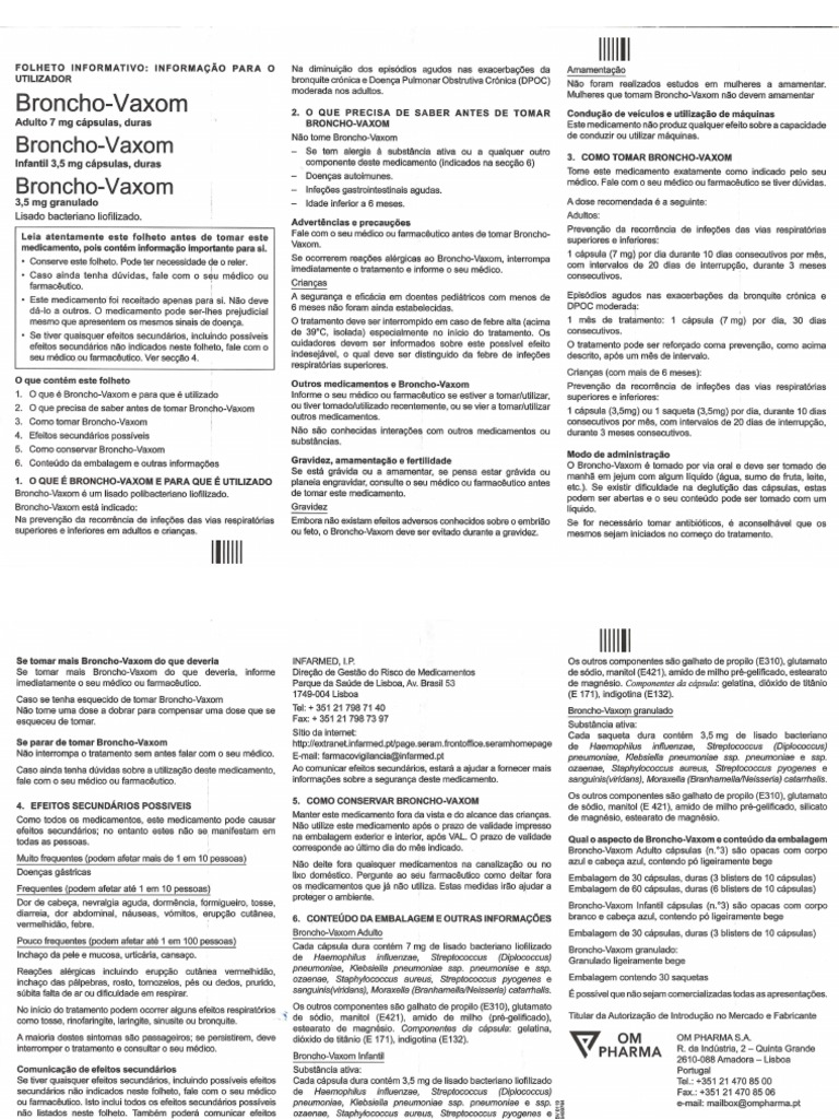 Broncho-Vaxom - Bula Informativa | PDF