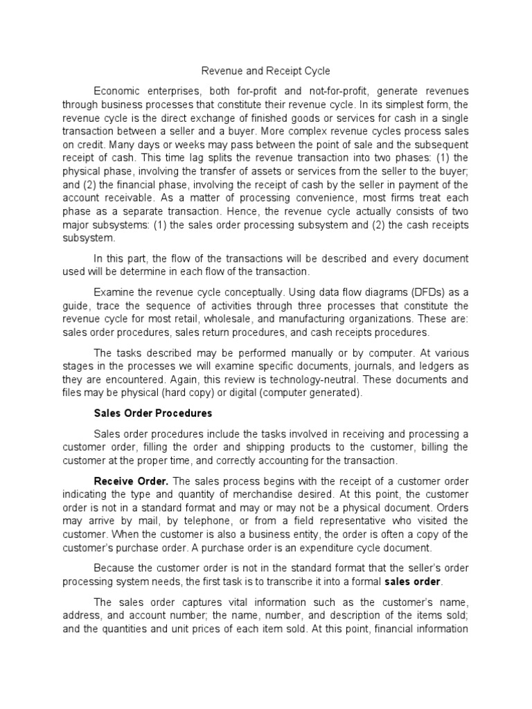 Revenue and Receipt Cycle Overview | PDF | Receipt | Cheque