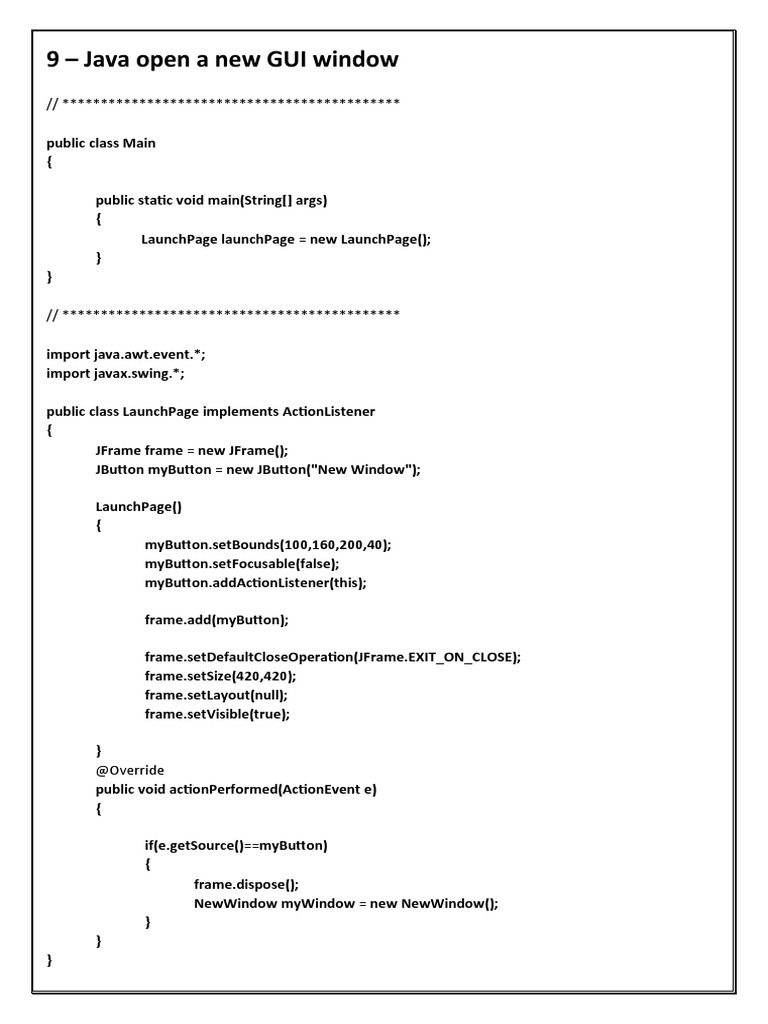 009-Java Open A New GUI Window | PDF