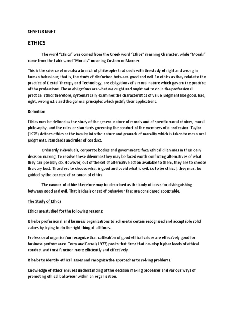 Ethics: Chapter Eight | PDF | Value (Ethics) | Morality