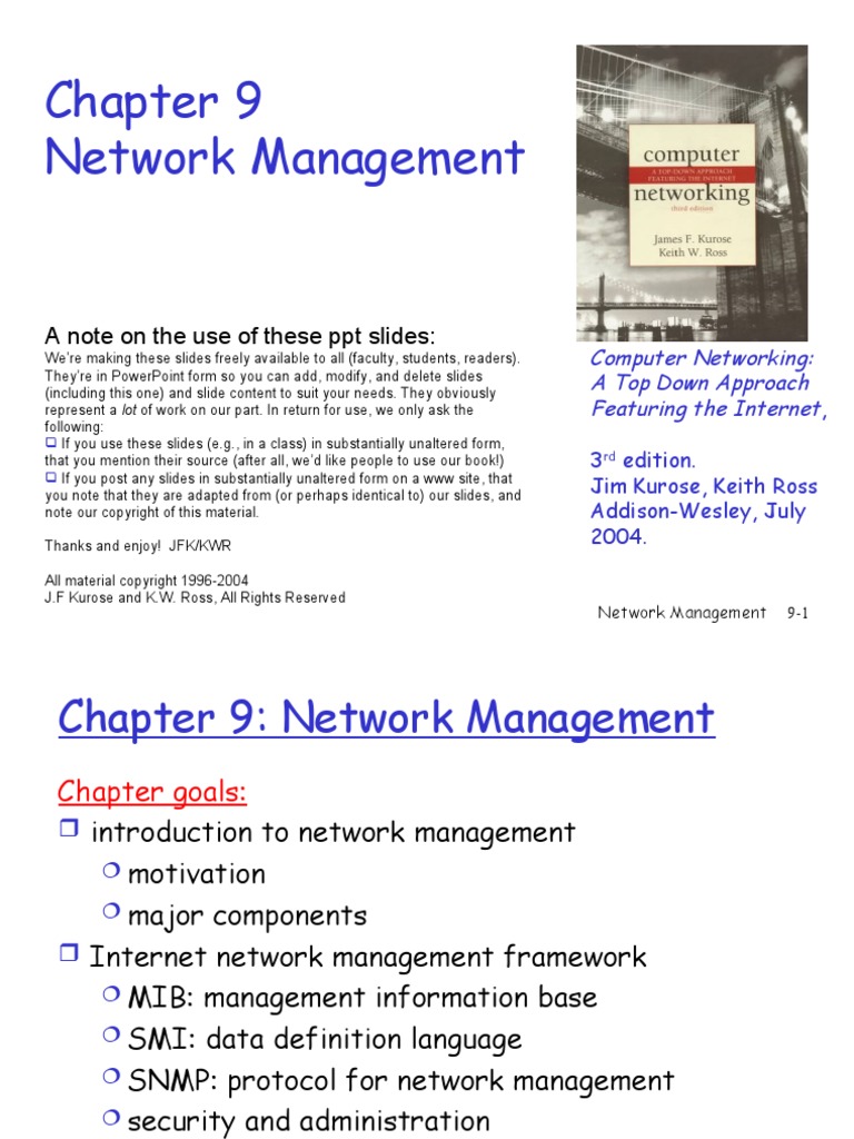 Network Management: A Note On The Use of These PPT Slides | PDF ...