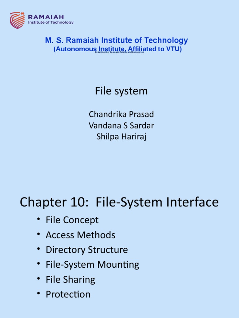 File System: M. S. Ramaiah Institute of Technology | PDF | File System | Computer File