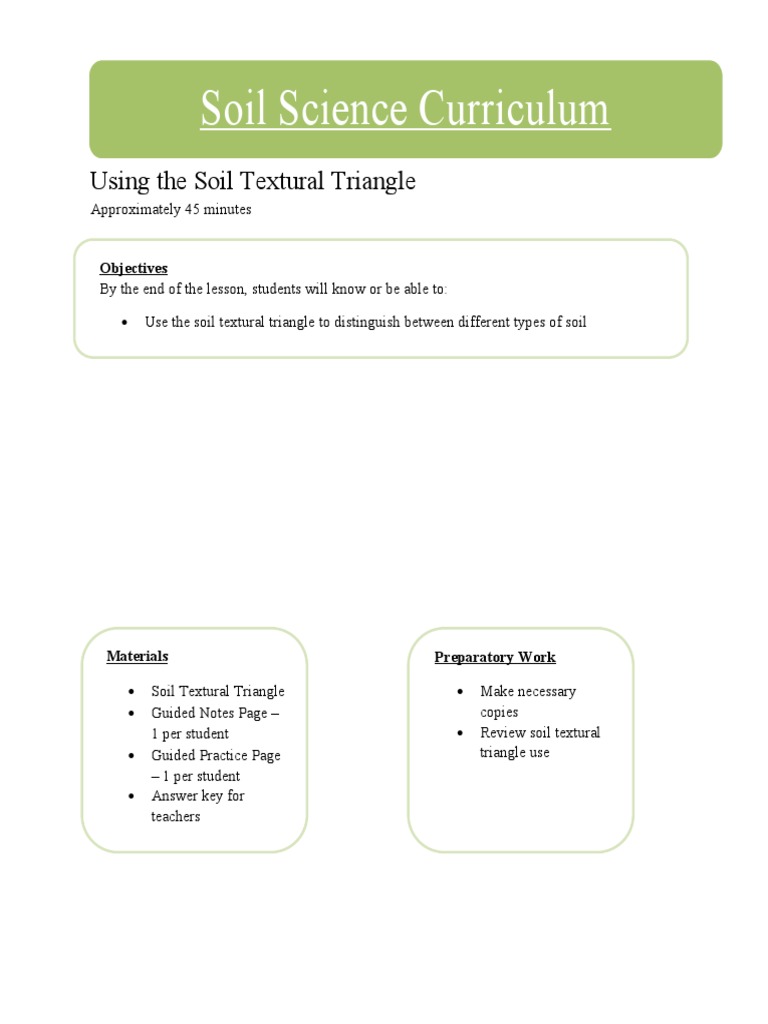 Soil Science Curriculum: Using The Soil Textural Triangle | PDF | Loam ...