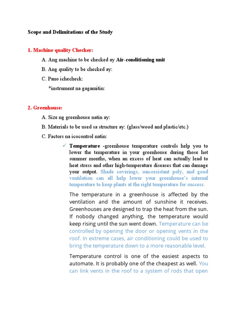 Partial Scope and Delimitations of The Study | PDF | Greenhouse ...