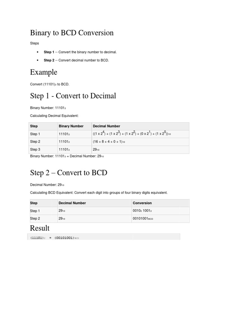 Binary To BCD Conversion: Step 1 Step 2 | PDF | Technology & Engineering