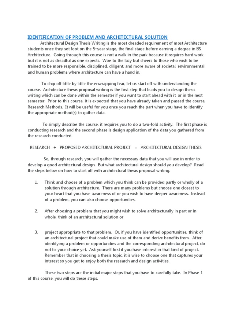Identification of Problem and Architectural Solution | PDF | Thesis ...