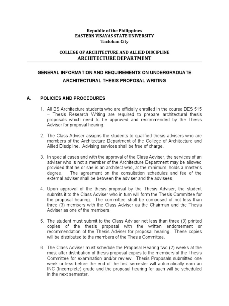Montano - ARCHITECTURAL THESIS PROPOSAL WRITING GUIDE FORMAT | PDF ...