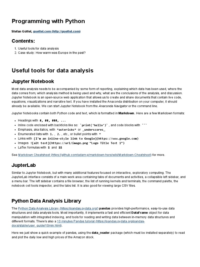 Programming With Python: Contents | PDF | Machine Learning | Statistics