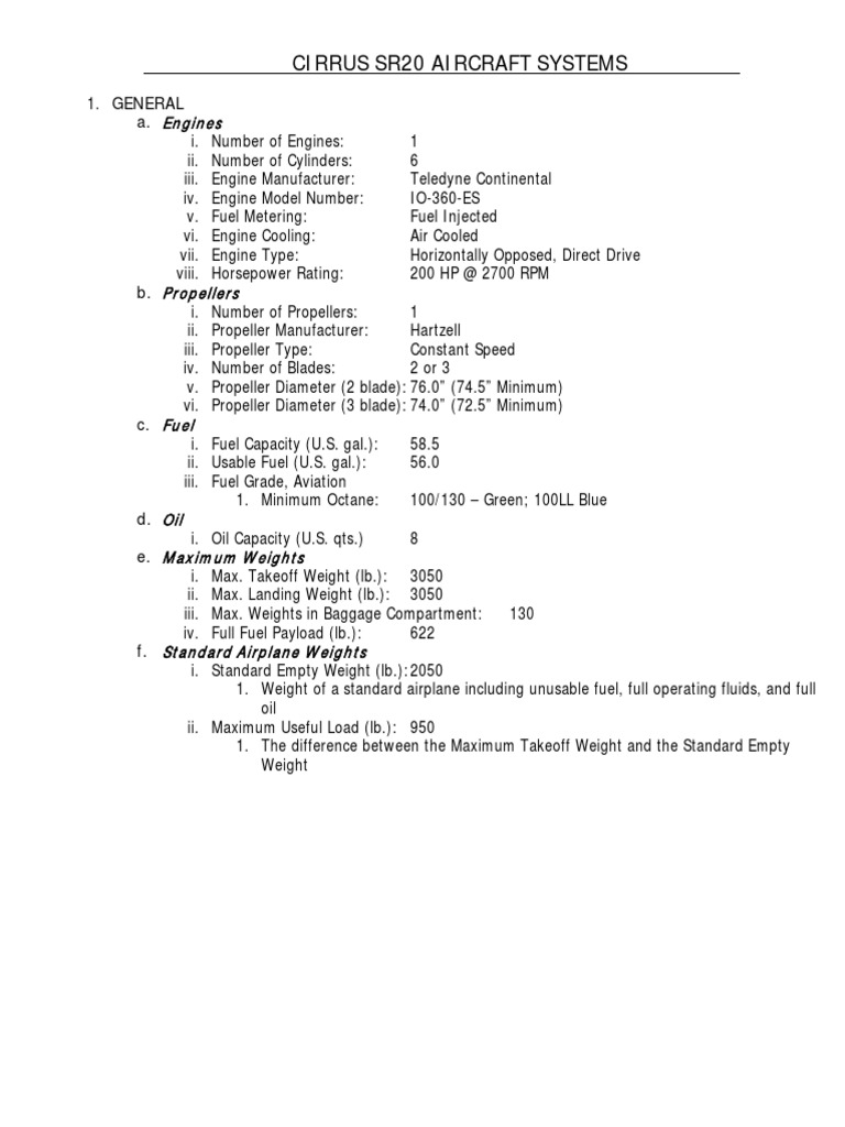 Cirrus SR22 Systems Descriptions | PDF | Internal Combustion Engine ...