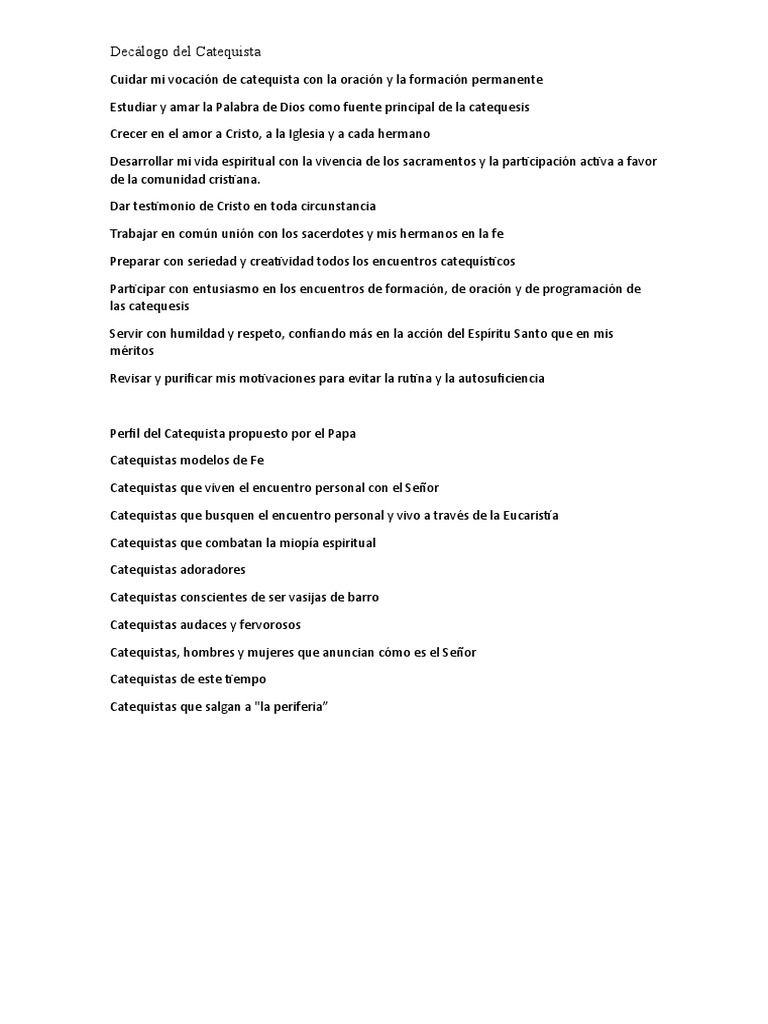 Decálogo Del Catequista | PDF