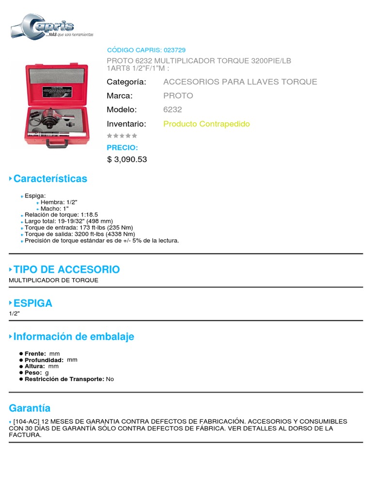 Multiplicador Fuerza Proto J6232 | PDF