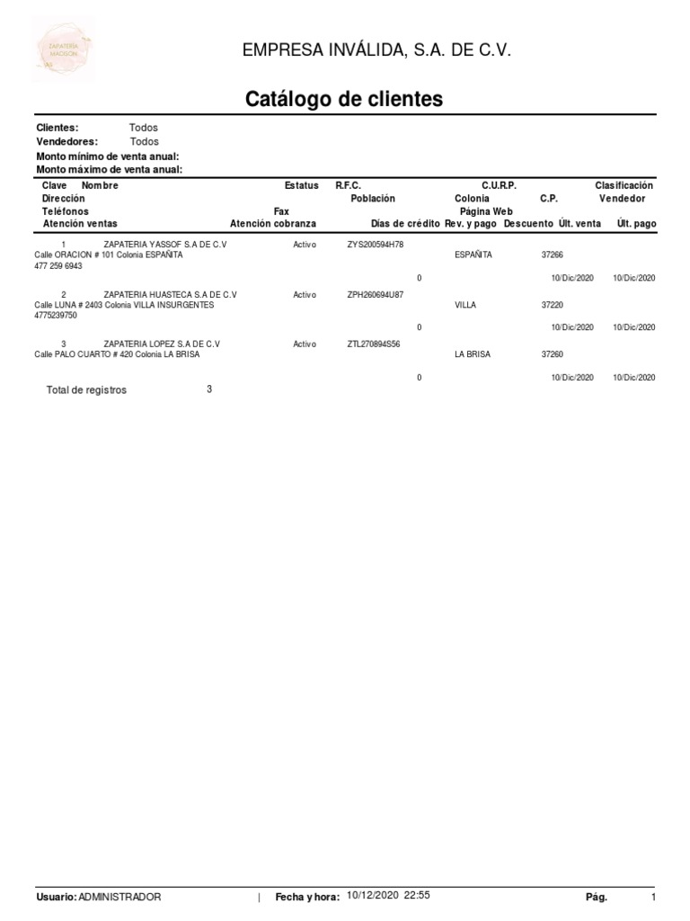 Catalogo de Clientes | PDF