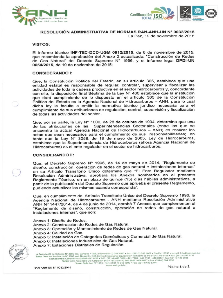 RAN - ANH-UN No 0032-2015 (ANEXO 2) PDF | PDF