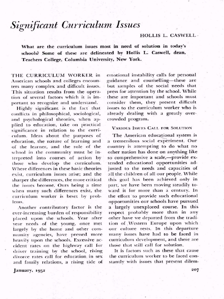 Significant Curriculum Issues | PDF | Curriculum | Value (Ethics)