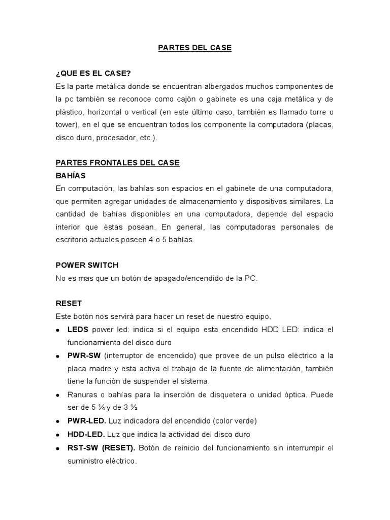 Partes Del Case | PDF | Almacenamiento de datos de la computadora ...