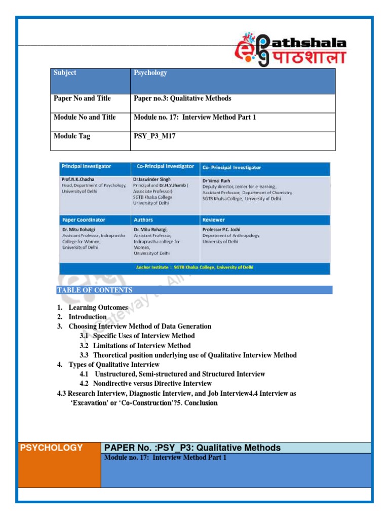 Interview Method Part 1 | Download Free PDF | Qualitative Research ...