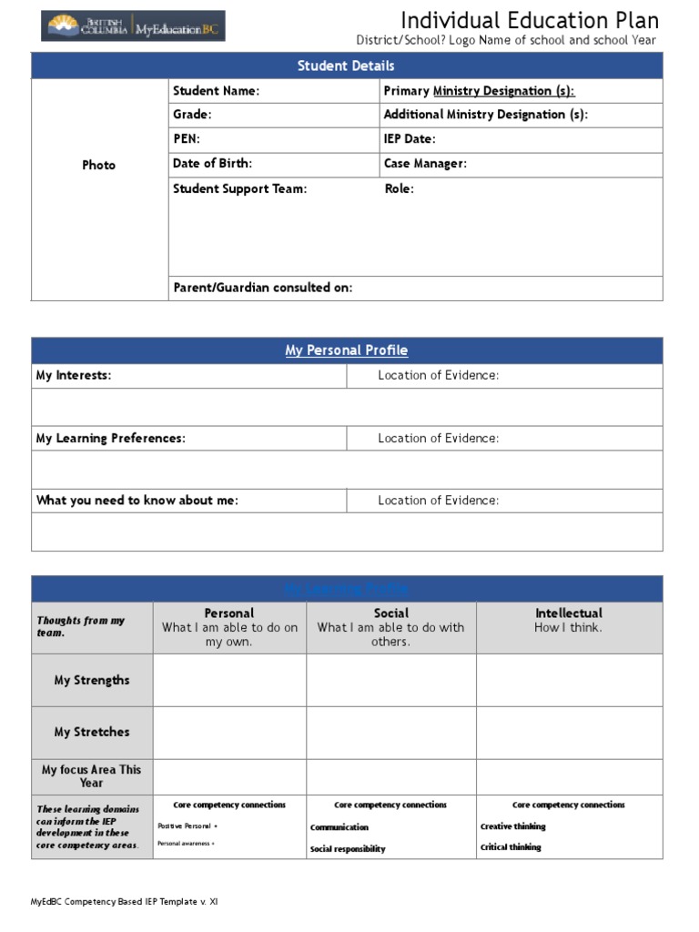 Competency-Based IEP Template | PDF | Individualized Education Program ...