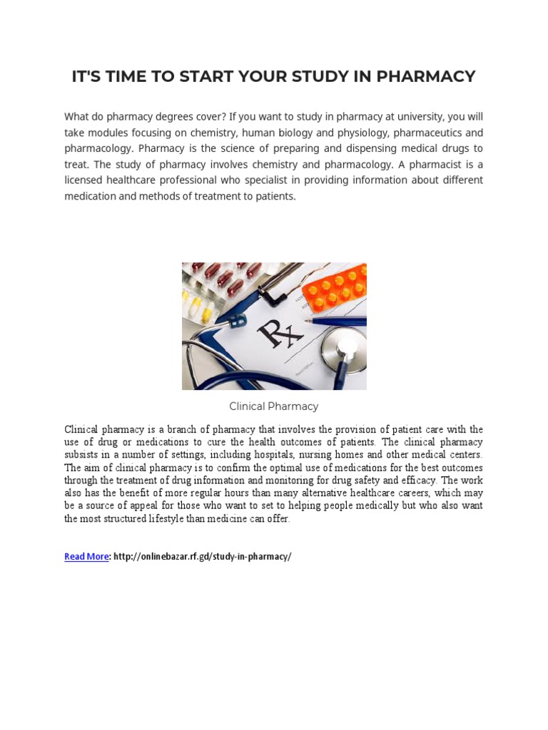 Pharmacy Degree Overview & Careers | PDF
