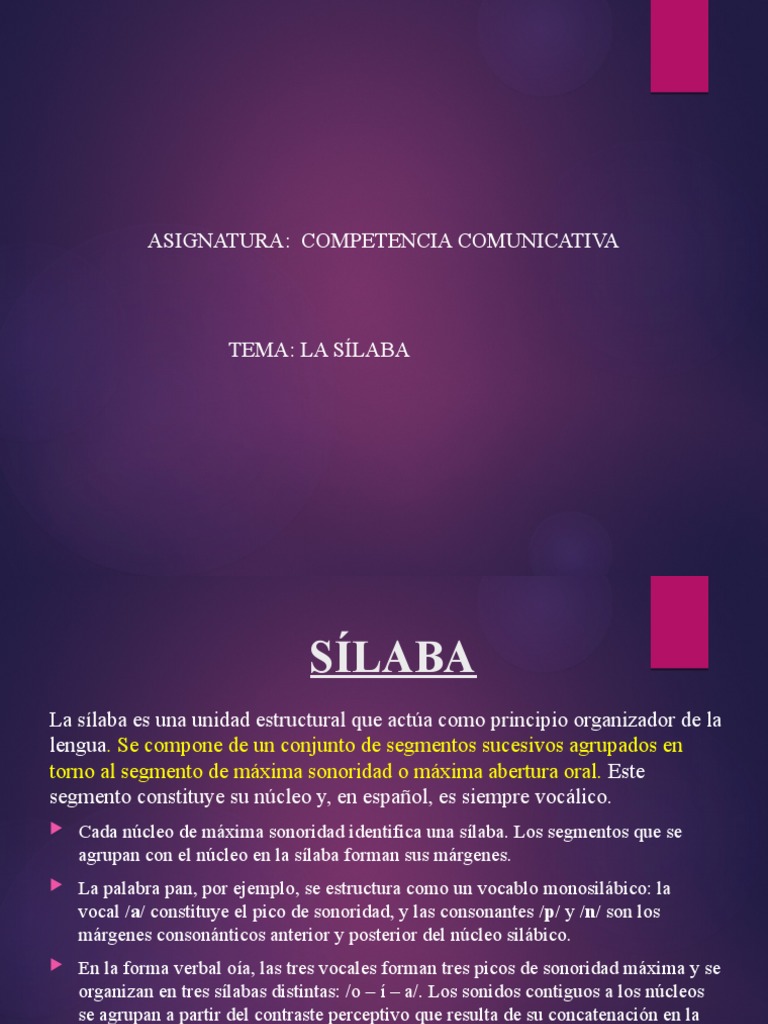 La Sílaba | PDF | Sílaba | Fonética