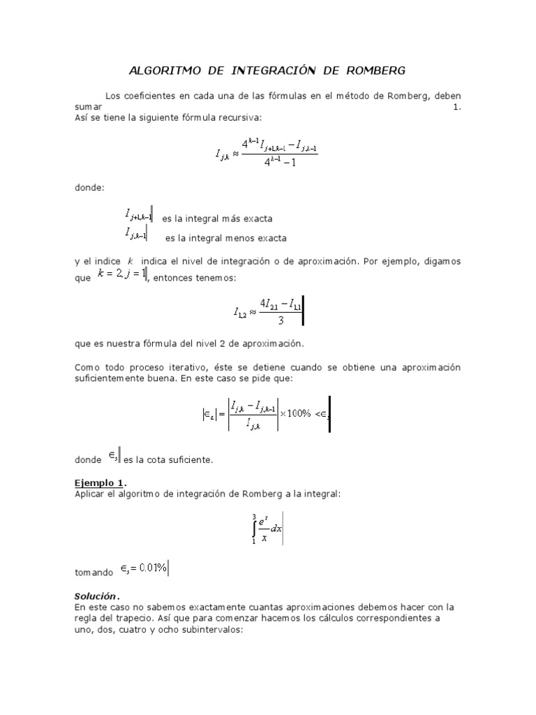 Algoritmo de Integración de Romberg | PDF | Integral | Lógica matemática