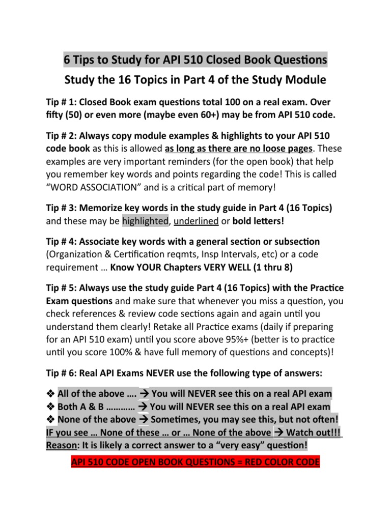 Study Tips for API 510 Exam Success | PDF | Nondestructive Testing | Safety