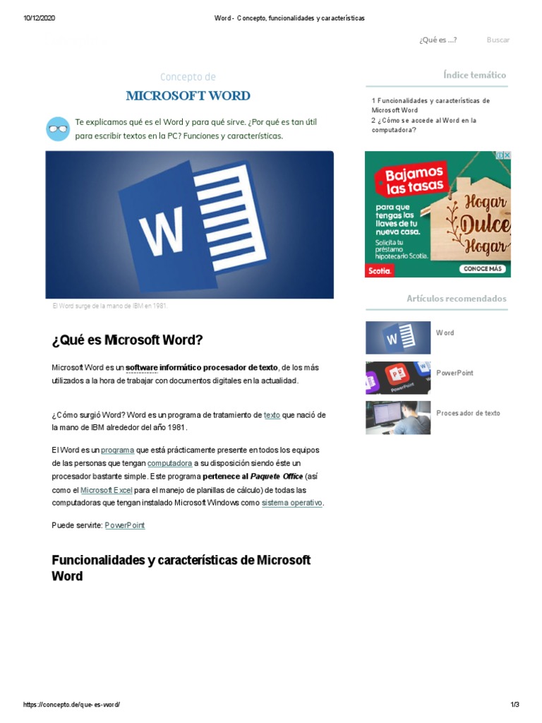 Word - Concepto, Funcionalidades y Características | PDF | Microsoft ...