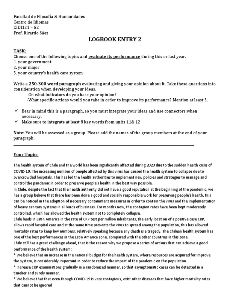 Logbook Entry 2 | PDF | Health System | Infection