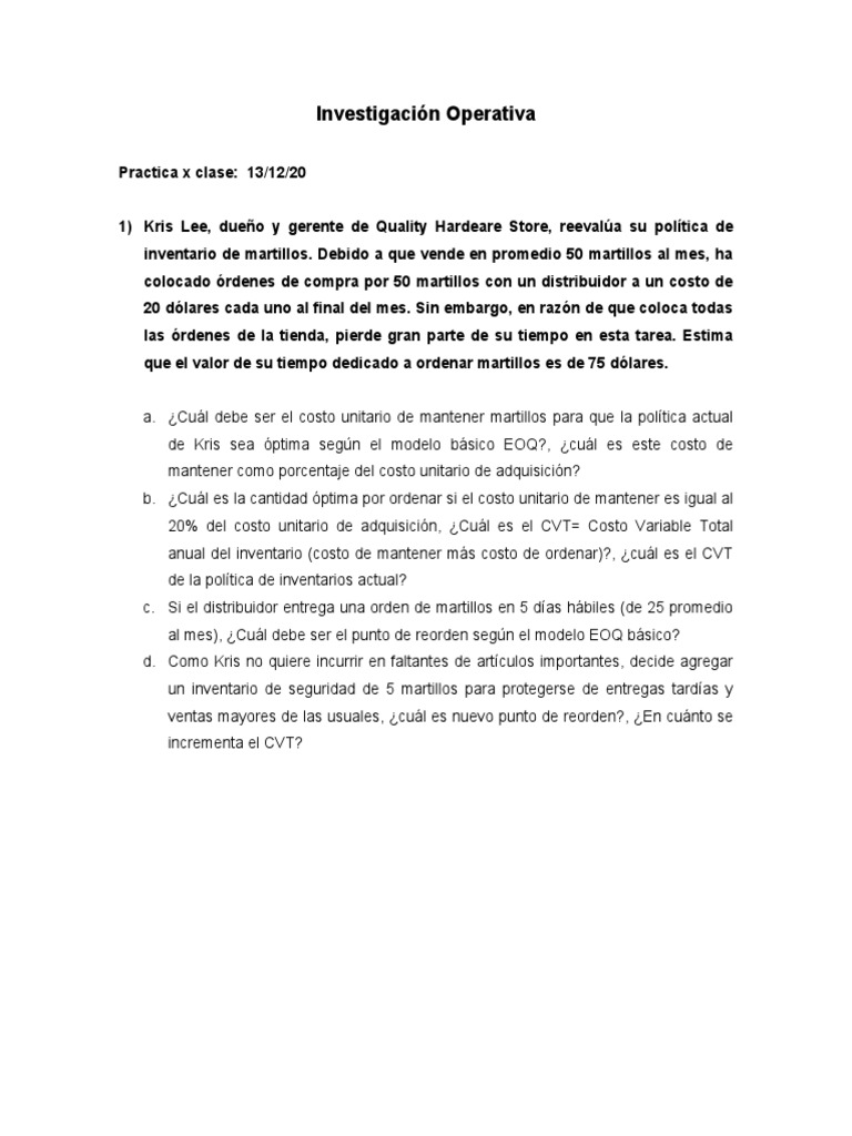 Practica 06 Investigación Operativa | PDF