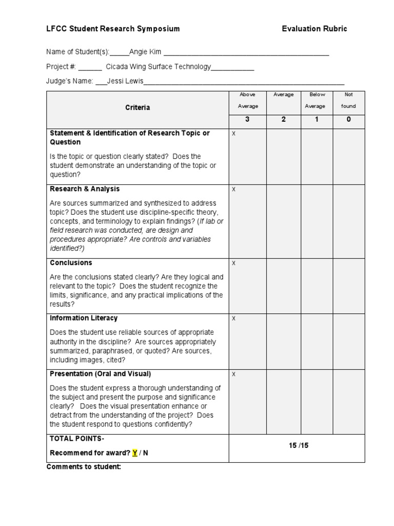 Symposium Rubric - 2020, Angie K. | PDF | Rubric (Academic) | Evaluation