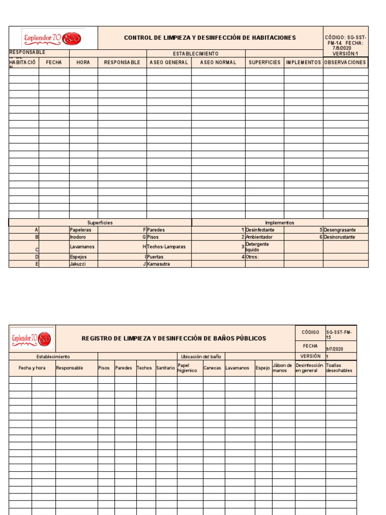 Registro Habitaciones-Baños | PDF | Higiene | Saneamiento