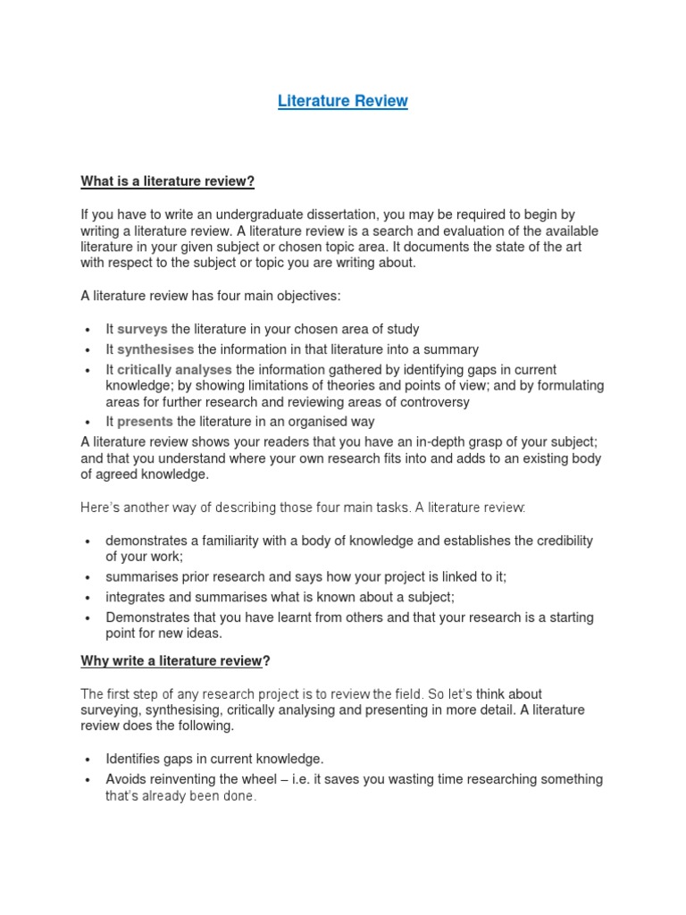 What Is A Literature Review | PDF