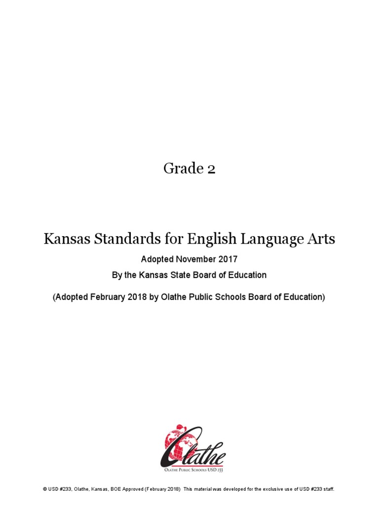 English Language Arts Second Grade 100418 | PDF | English Grammar | Word